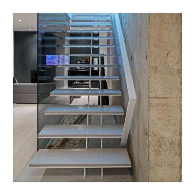 Cina Double stringer staircase toughened glass railing hight quality glass straight stairs in vendita