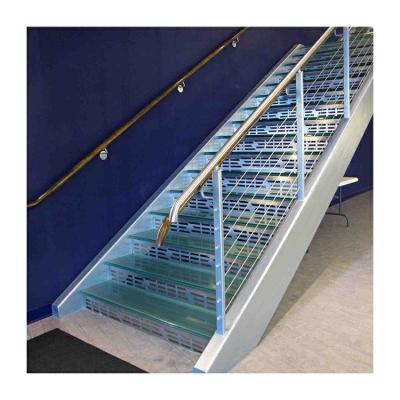 Cina Outdoor staircase design glass staircase railing straight tempered glass staircase in vendita