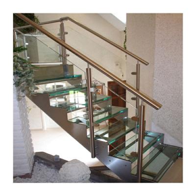 Cina Staircase factory glass stair rails double stringers straight staircase in vendita