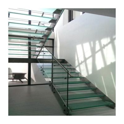 中国 Portable stairs for outdoor high quality glass balustrade glass tread straight stairs 販売のため