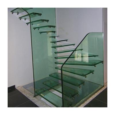 中国 Interior staircase indoor glass stairs glass wood straight staircase 販売のため