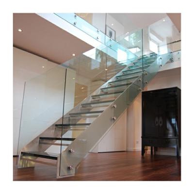 中国 New model staircase modern glass stairs glass handrail straight staircase 販売のため