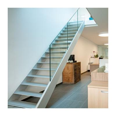 中国 Simple staircase design glass railing staircase design modern indoor led straight staircase 販売のため