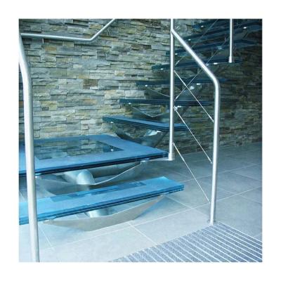 中国 Automatic led stair lighting hot sale frameless glass railing glass straight stair 販売のため