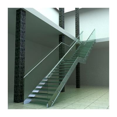 中国 Good quality staircase glass stairs price straight glass tread staircase 販売のため