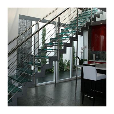 中国 Villa staircase tempered glass stairs frosted glass straight staircase 販売のため