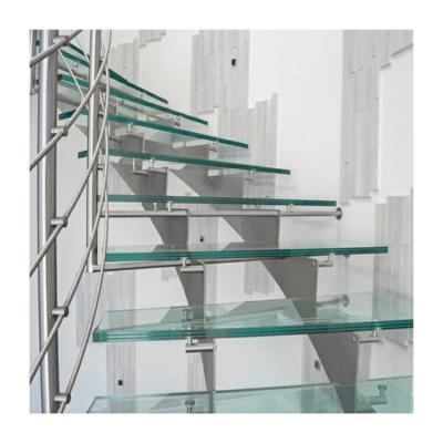 Cina Staircase deisgn glass balustrade base cover straight glass stairs in vendita