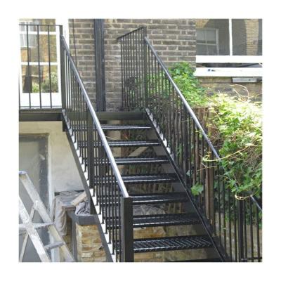 Cina Prefabricated stairs single steel stringer straight metal and glass staircase in vendita