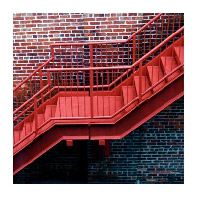 Cina Open riser stairs double stringer steel industrial metal staircase in vendita