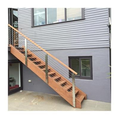 Cina Good service excellent design straight staircase modern solid wood stairs in vendita