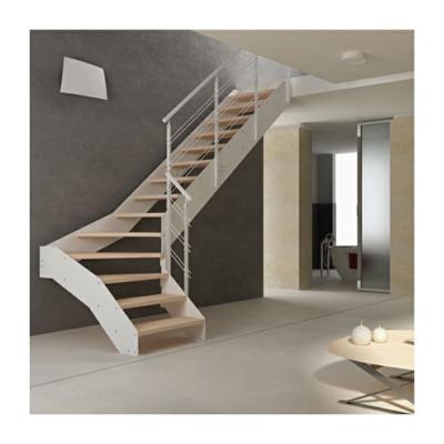 Cina Practical design straight steel rod staircase indoor steel wood stairs in vendita