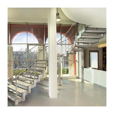 Cina Excellent design straight glass stairs hot sales carbon steel wood stair in vendita