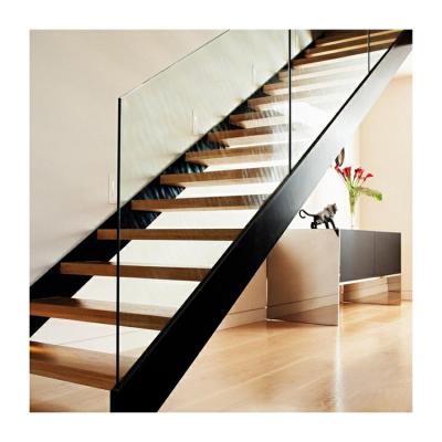 Cina Manufacturer prefabricated steel straight staircase artistic wood stairs in vendita