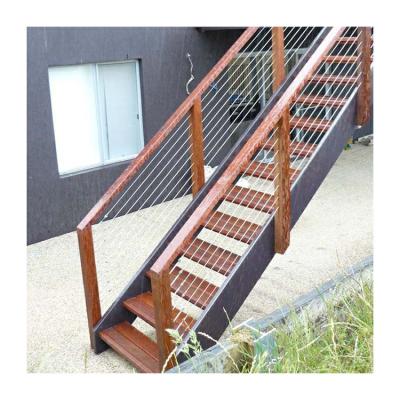 Cina Professional customized prefabricated straight stair design frameless glass railing wood stairs in vendita