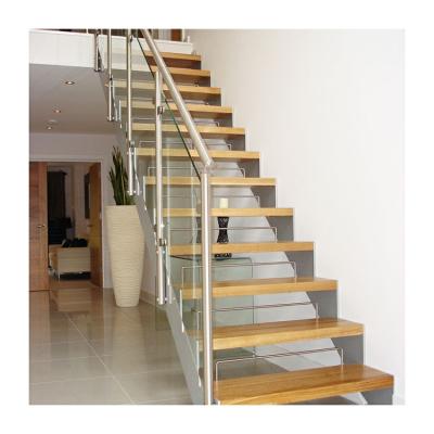 Cina Bright color straight iron staircase nature wood steps stairs in vendita