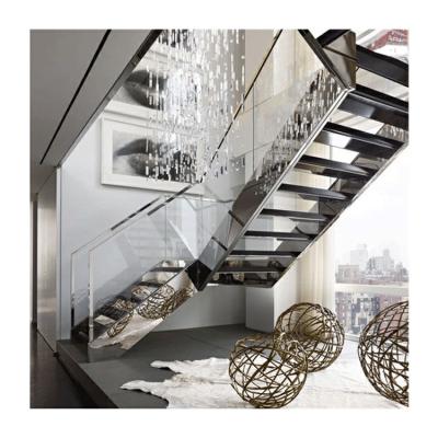 China Reliable performance height quality luxury straight stairs light yellow wood tread staircase Te koop