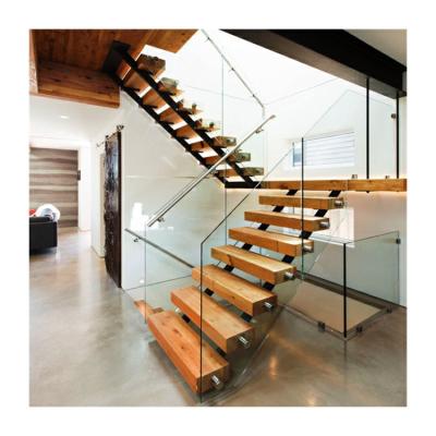 China General direct sales contemporary straight stairs wood box tread staircase Te koop