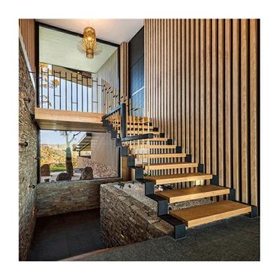 China Durable height quality decor straight stairs painting wooden step staircase Te koop