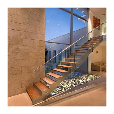 China China supplier height quality library straight stairs gray wood tread staircase Te koop