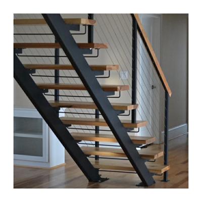 China Perfect quality height quality walnut straight stairs red wooden tread staircase Te koop