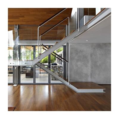 China Customized pvc handrail straight stairs tinted wooden step staircase Te koop