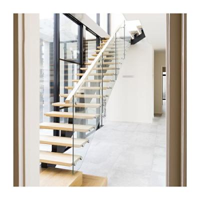 China General direct sales height quality double straight stairs light wooden box tread staircase Te koop