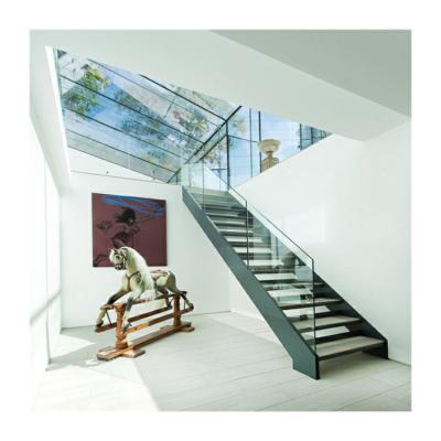 China Hotel school straight stairs wooden tread boards price staircase Te koop