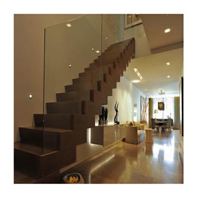 China Factory square straight stairs wood handrail staircase Te koop