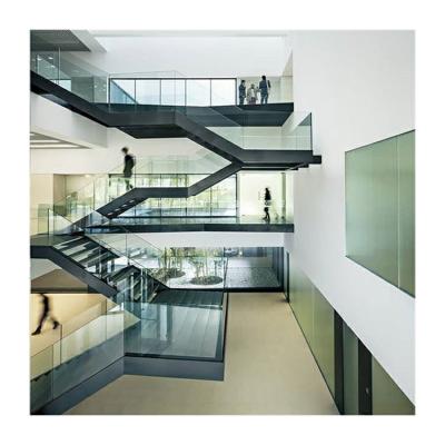 China Apartment refabricated straight stairs cantilever wooden staircase Te koop