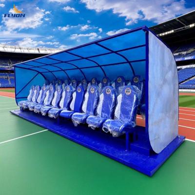 China Portable Bench Shelter with 4-12 People Capacity and Blue PC Solid Sheet for Football Substitute Bench for sale