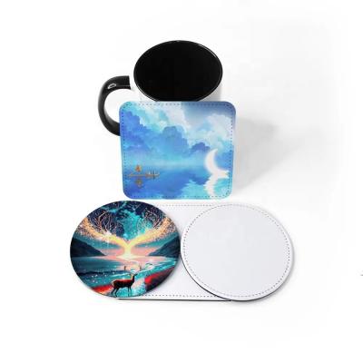 China Sublimation Coaster Blanks Round And Square Leather Coasters Custom Print Sublimation Coasters for sale