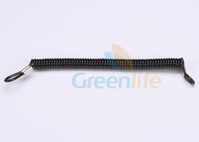 China 2.5 Sleutelkoord van de MM. het Zwarte Pu Elastische Spiraalvormige Lente met Dubbele Kabellijnen door Golfplaten Te koop