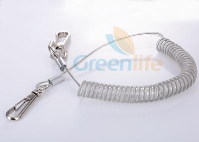 中国 Stainless Steel Wire Core Safety Tool Coil Tether Lanyard With Heavy Hooks 販売のため