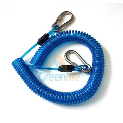 Cina cordicella dello strumento della bobina di allungamento dell'interno del cavo di 1.0MM con Carabiners entrambe l'estremità in vendita
