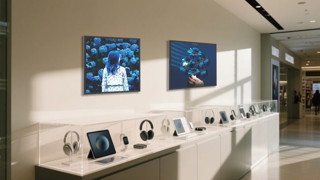 Retail application of square LCD advertising display
