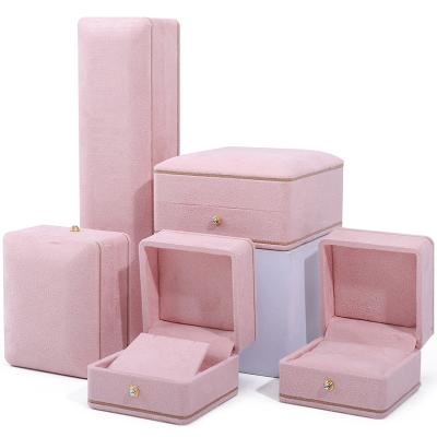 China Rectangle Pink Jewelry Box for Custom Logo Packaging of Bracelets Necklaces and Rings for sale