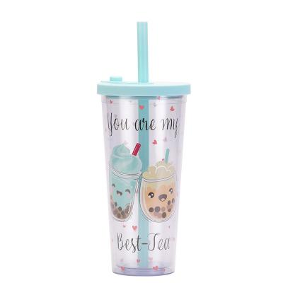 Cina Clear Insulated Double Wall Plastic Tumblers 24oz With Lids And Straws in vendita