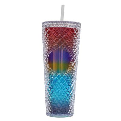 Cina Semi Transparent Honeycomb Textured Tumbler With Straw 24 Ounce Volume in vendita