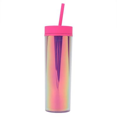 Cina 16oz 12 Colored Acrylic Tumblers With Lids And Straws Skinny Double Wall in vendita