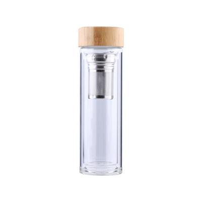 Cina Double Wall Inslution Borosilicate Glass Cup With 2 In 1 Stainless Steel Infusers in vendita