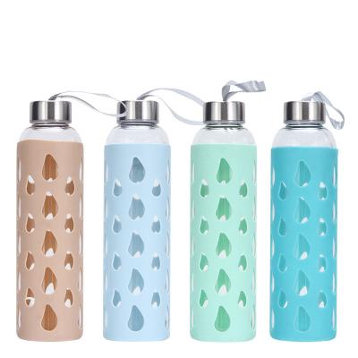 Cina Manica bevente di vetro a parete semplice 300ml del silicone delle bottiglie di Personlized in vendita