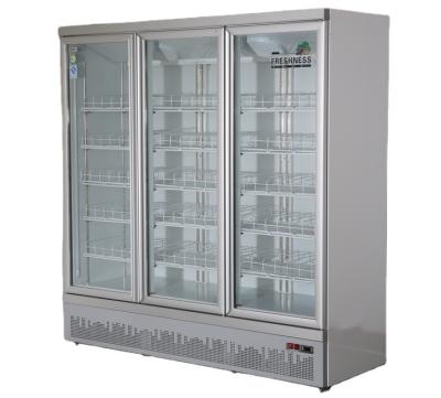 Cina Gabinetto di vetro refrigerato raffreddato ad aria verticale della bevanda di grande capacità di tre porte in vendita