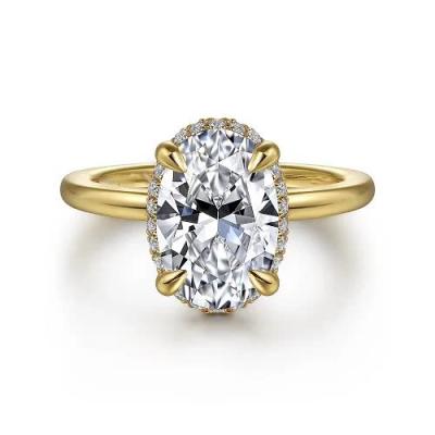 Chine 18K 14K 10K or massif bijoux personnalisés 3 carats Déf Vvs clarté Cvd coupe ovale Laboratoire cultivé diamant Halo bagues à vendre à vendre