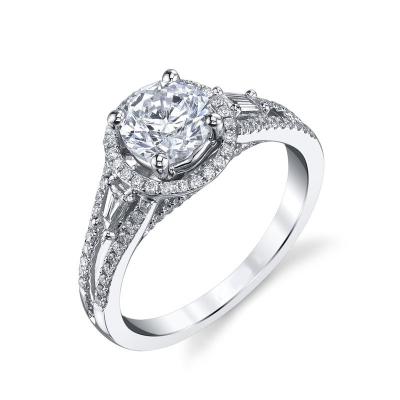 Chine 18K 14K 10K 9K Platine Halo Laboratoire créé diamant bague de fiançailles 1 à 3 carats à vendre