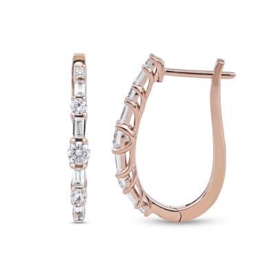 Chine 10K 14K 18K or massif fabriqué par l'homme, en laboratoire, diamants, boucles d'oreilles, baguette à vendre