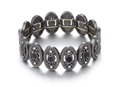 Cina Gioielli ovali di modo delle signore dei braccialetti del braccialetto di incanto della bigiotteria del Gunmetal antico in vendita