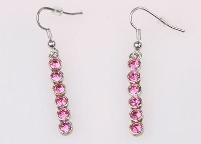 Cina Orecchini lineari della bigiotteria di goccia dell'amo con il diamante rosa bello in vendita