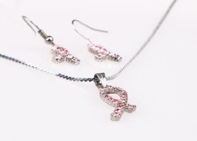 Cina Insiemi a catena d'argento della bigiotteria dell'orecchino e della collana, insiemi di cristallo rosa dei gioielli in vendita