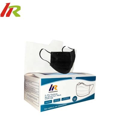 China MOQ 1box/50pcs 3 Ply Fashion Mask PPE Non Woven Class II EN14683 Type IIR Adult Black Disposable Face Mask for sale