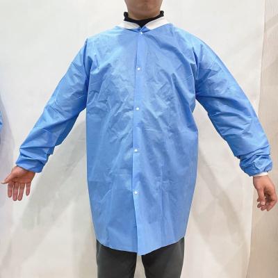China Doctor Coat Disposable SMS Work Suits Non Woven Visitor Gown Lab Coat for sale